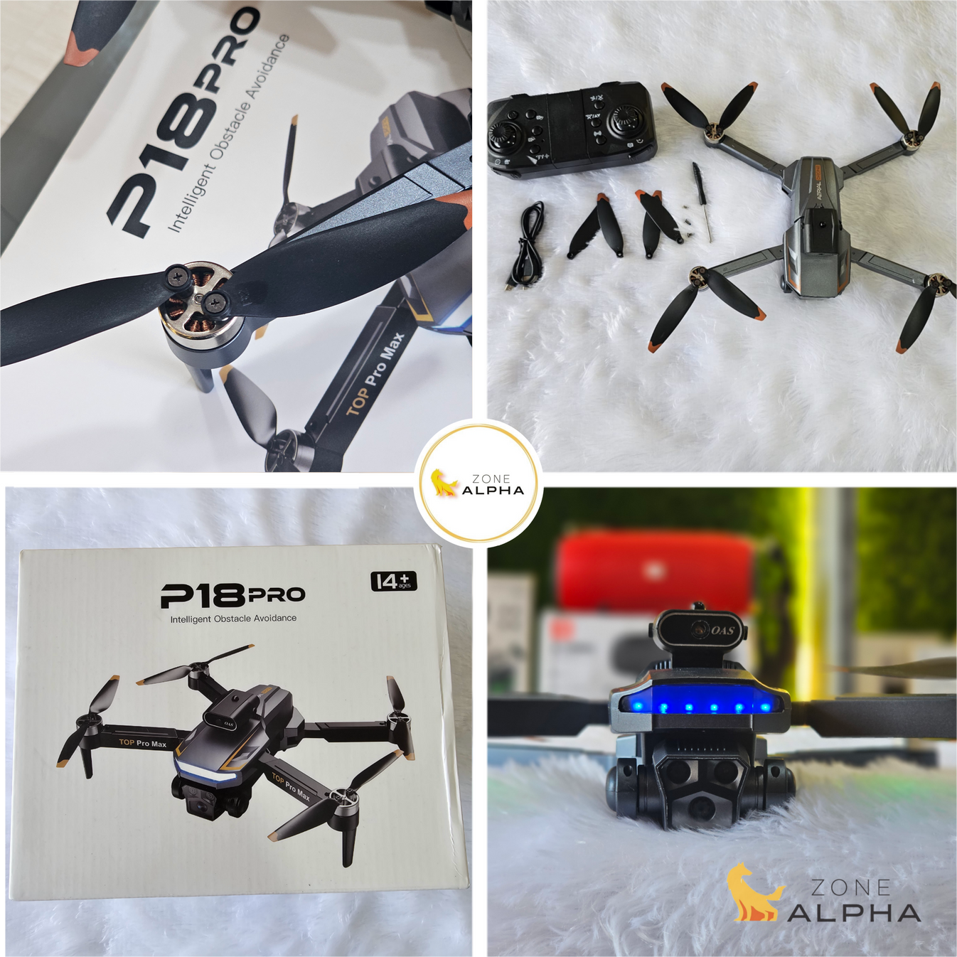 P |18 Pro Drone | Extra Battery Included | Zone Alpha